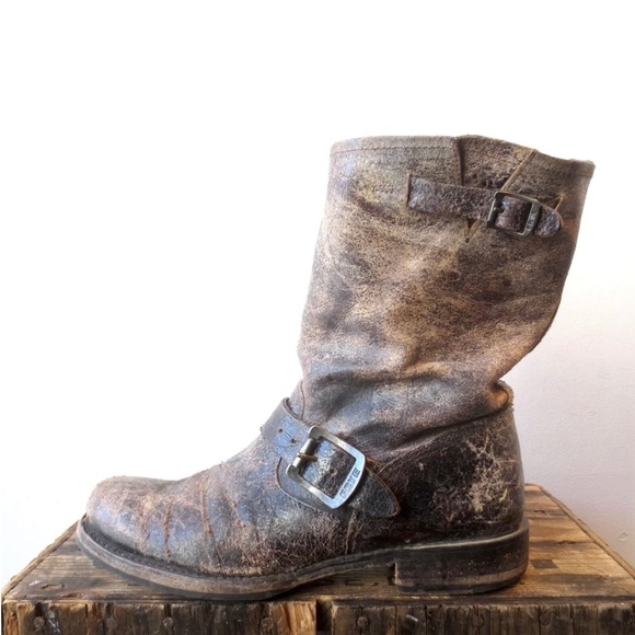 Frye | Shoes | Frye Veronica Short Distressed Leather Boot 75 | Poshmark